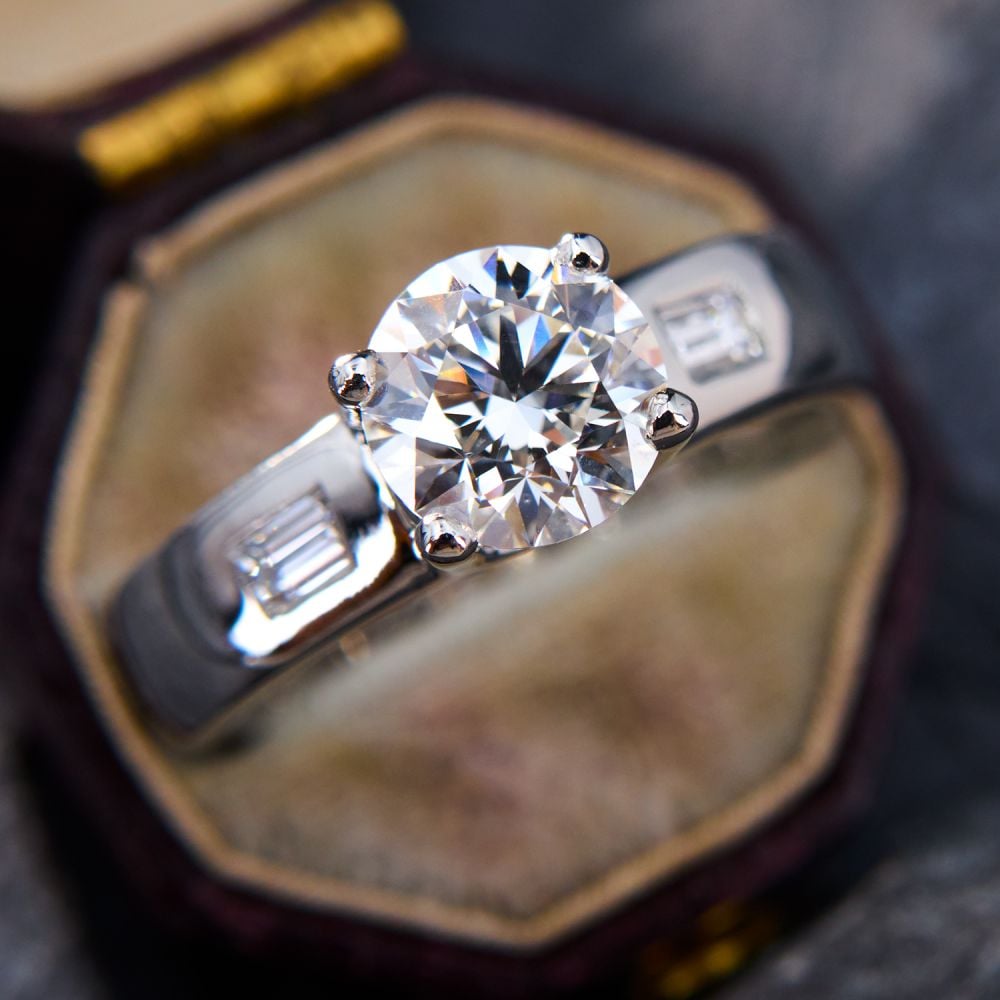 1.50Ct Lab Grown Diamond In Contemporary Diamond Accented Mounting Platinum