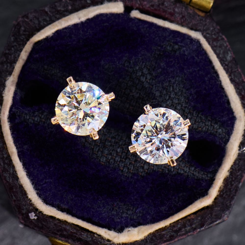 1 Carat Diamond Stud Earrings 14K Yellow Gold