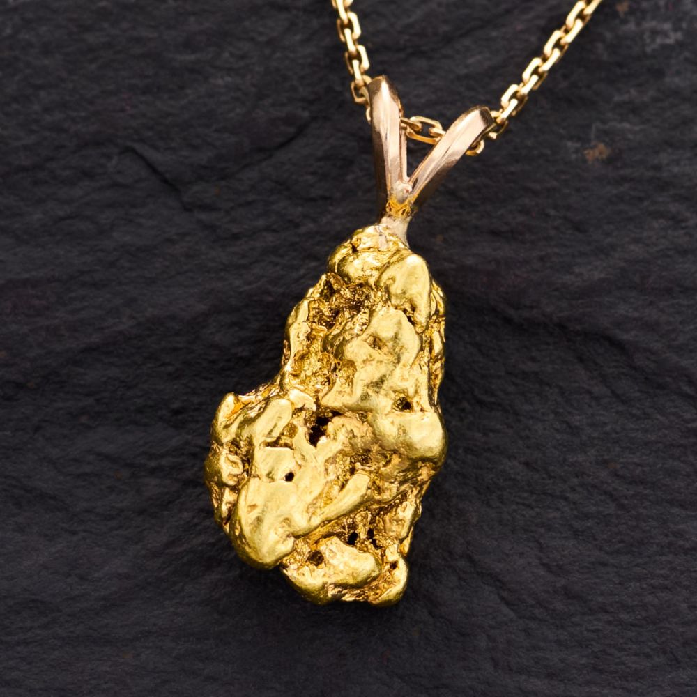 Vintage Gold Nugget Pendant Necklace