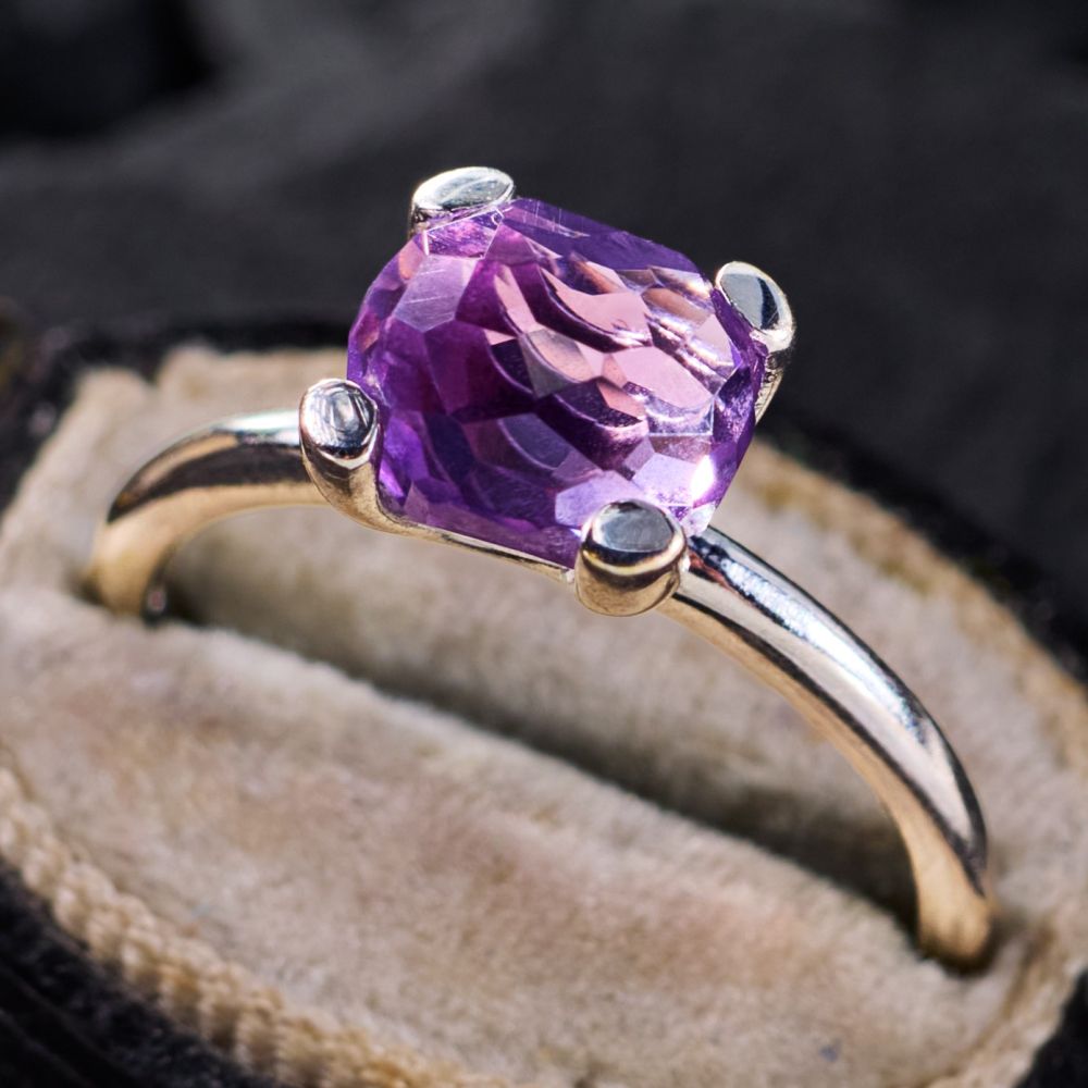 Final Sale: Italian Designed Amethyst Ring 18K White Gold
