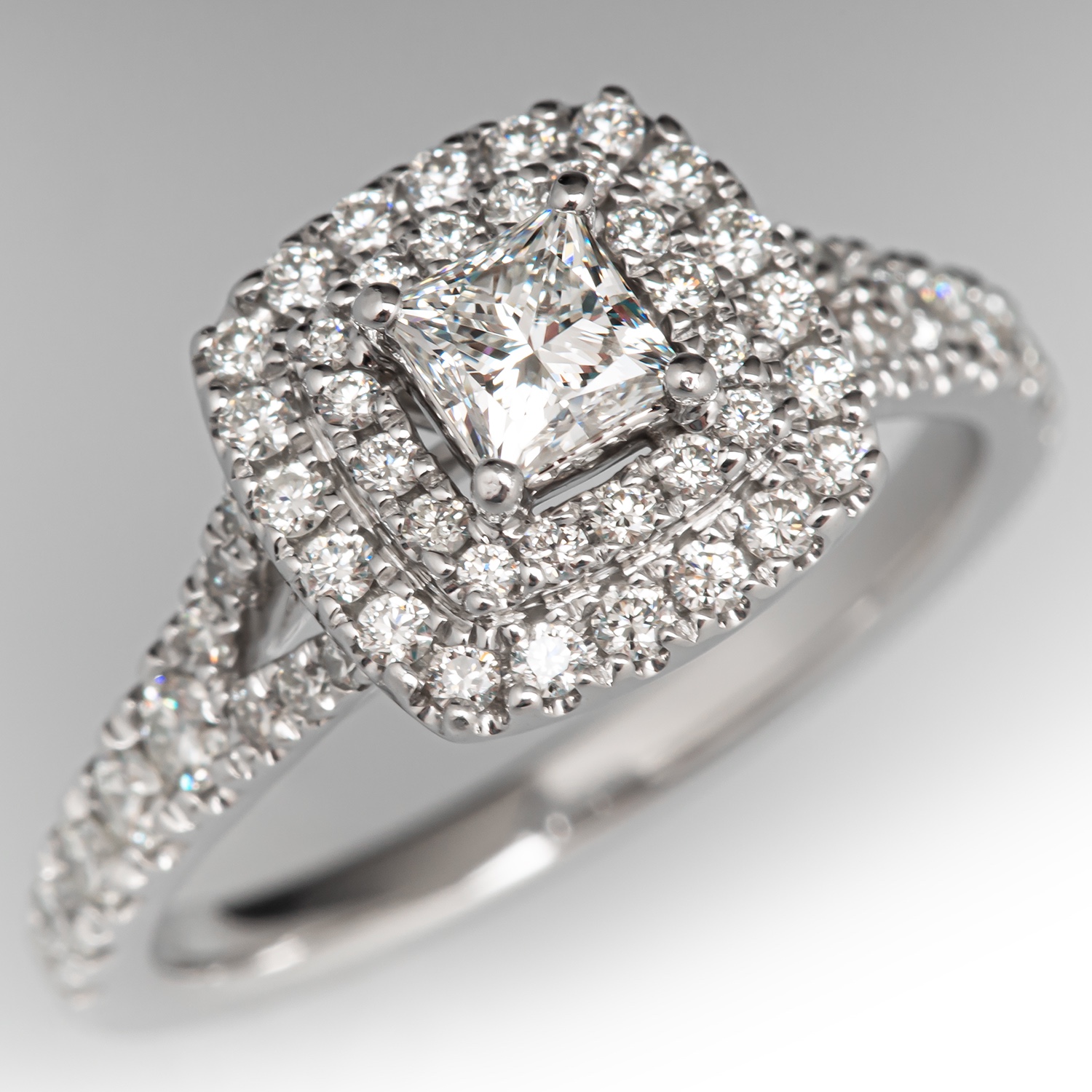 Princess Cut Double Halo Engagement Rings